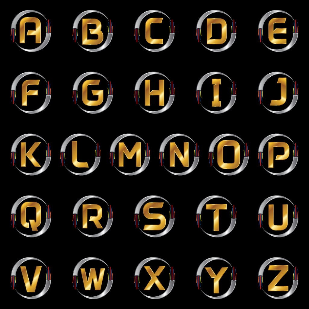 Initial A-Z Monogram Letter Alphabet with Electric Wire | MasterBundles