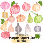 Watercolor Pumpkin Clipart Set - MasterBundles