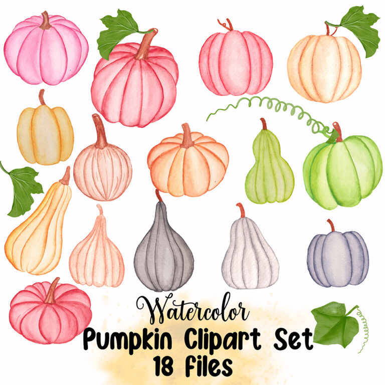 Watercolor Pumpkin Clipart Set - MasterBundles
