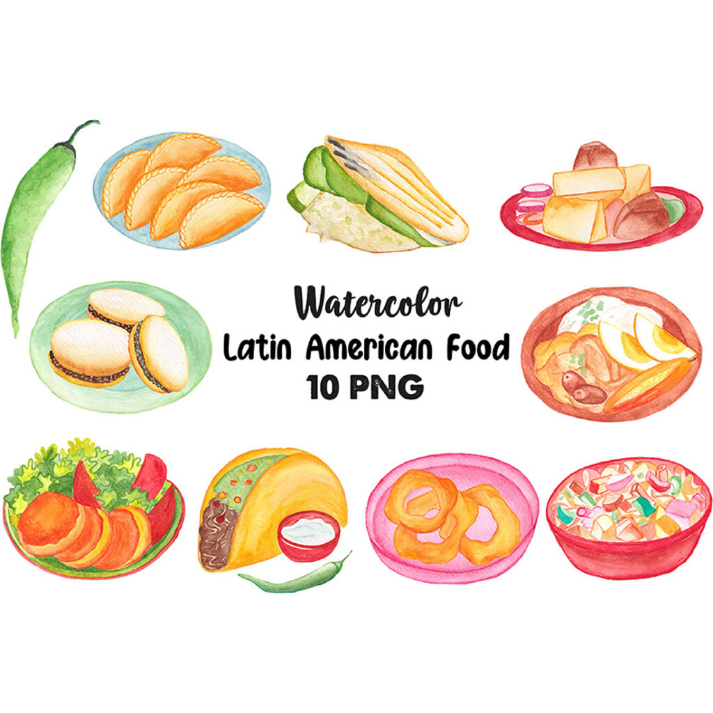 Watercolor Latin American Food Clipart - MasterBundles