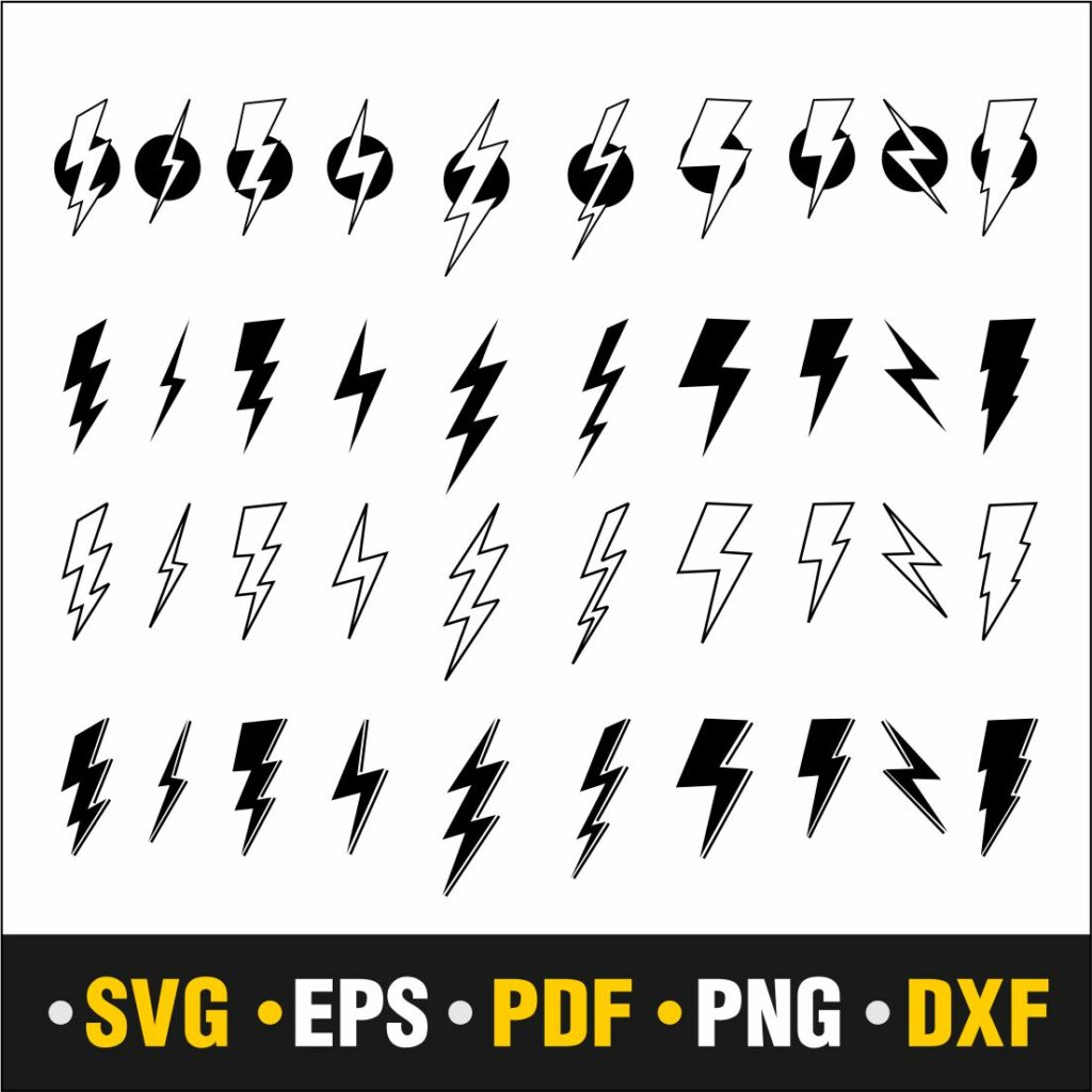 Lightning Bolts SVG, PDF, PNG, DXF, EPS - Only $3 - MasterBundles