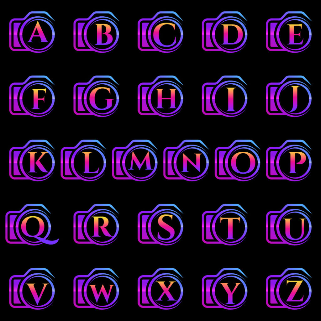 Logo Initial A- Z Monogram Letter With A Camera Icon - MasterBundles