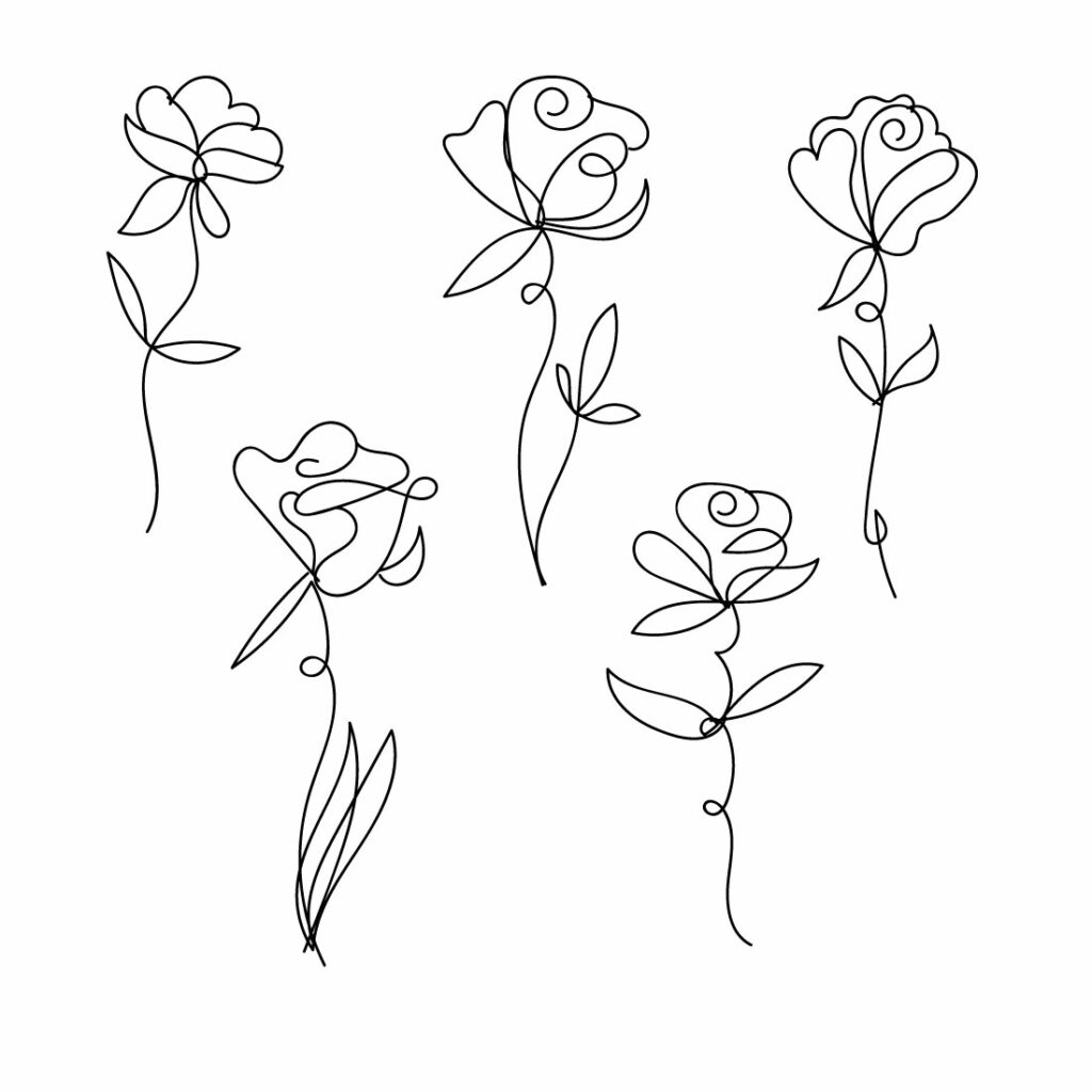 Line Art Rose SVG Bundle - MasterBundles