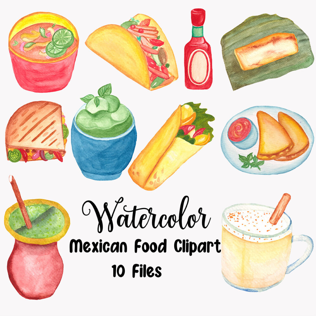 Watercolor Mexican Food Clipart Set - MasterBundles
