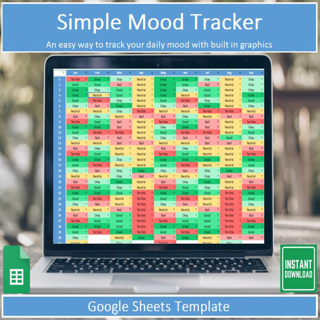 Simple Mood Tracker for Google Sheets - MasterBundles