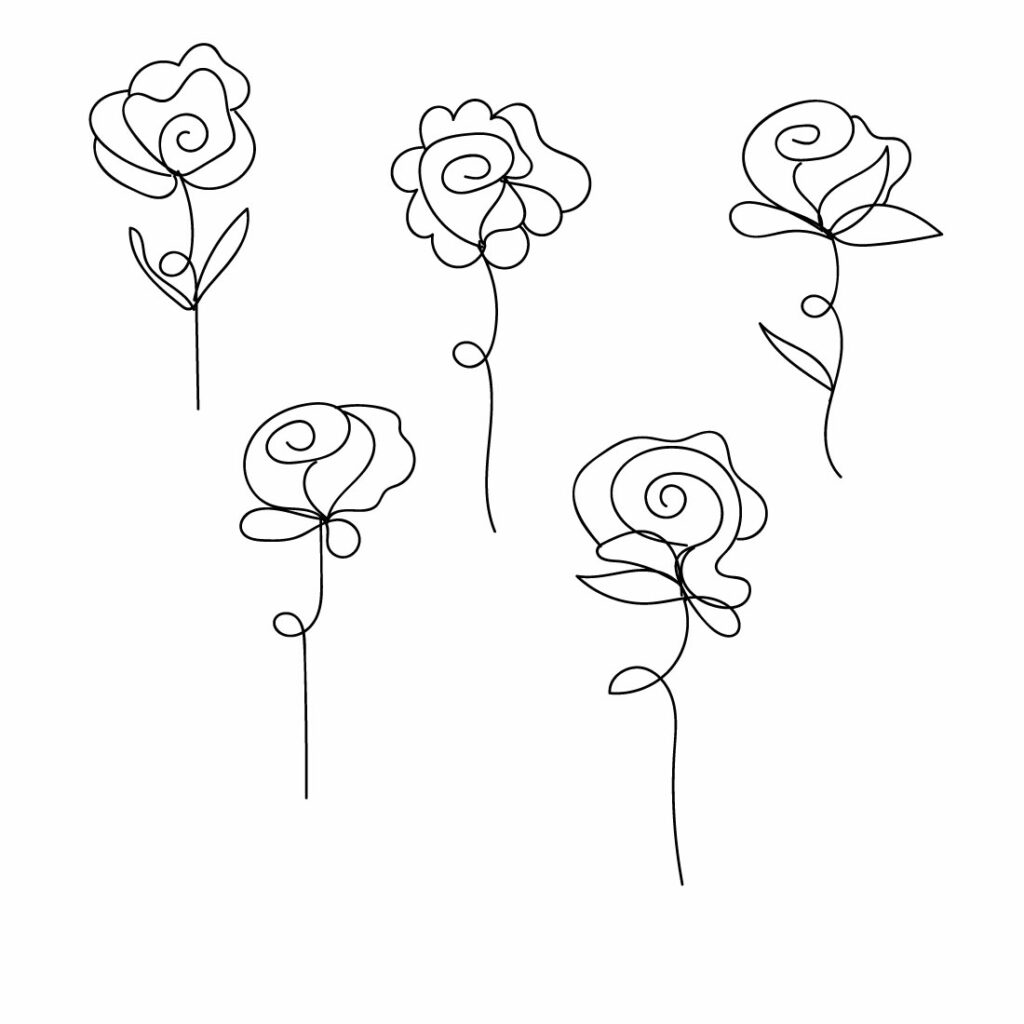 Rose Line Art SVG Bundle - MasterBundles