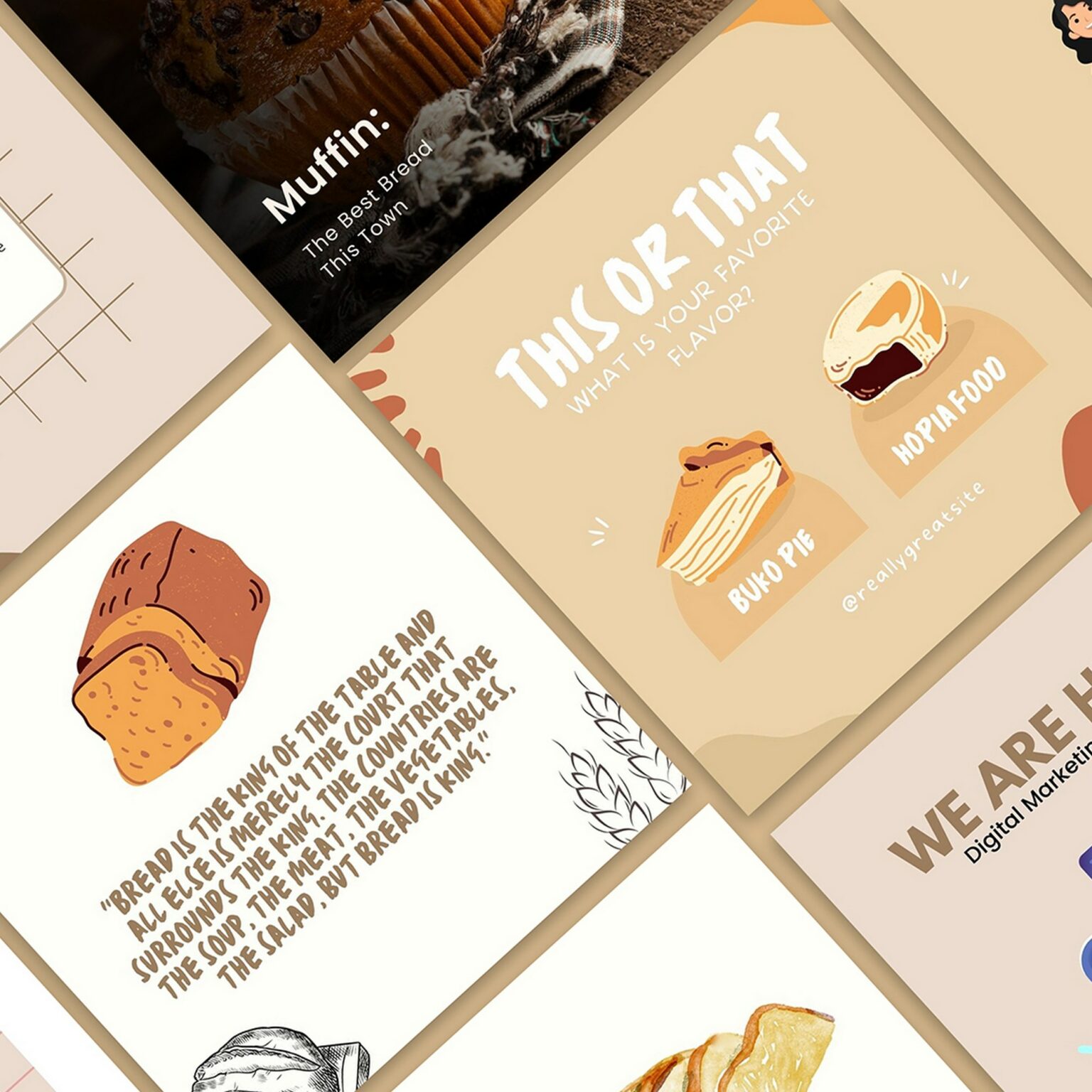 30 Bread Shop Instagram Canva Post Template - MasterBundles