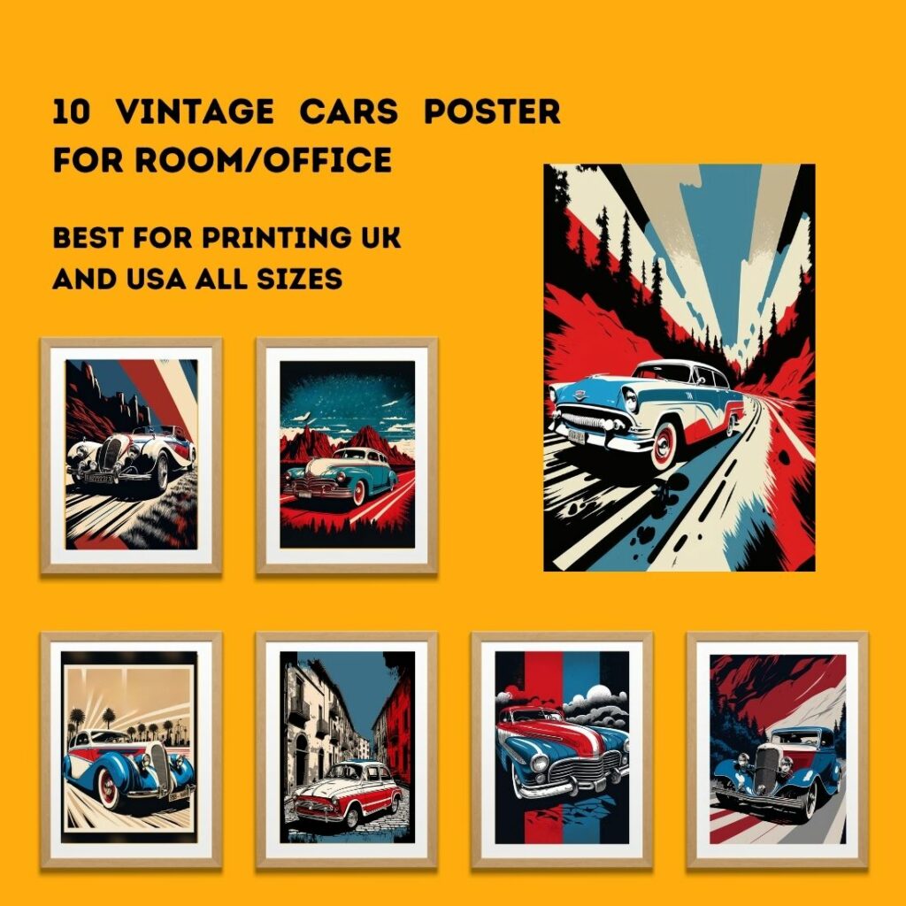 10 Vintage Cars Posters for Room/Office - MasterBundles