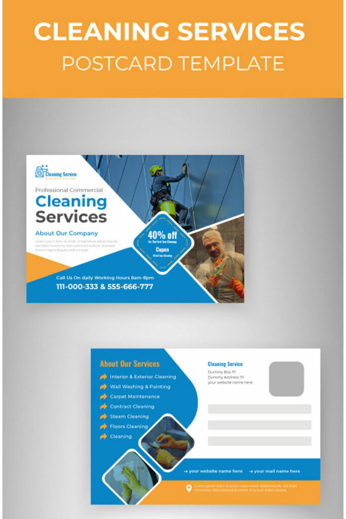 Cleaning Service Marketing Material Design - Postcard | MasterBundles