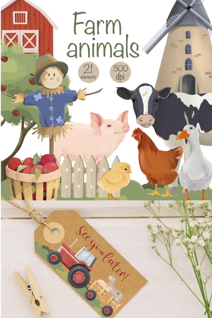 Life Of Farm Animals Clipart| MasterBundles