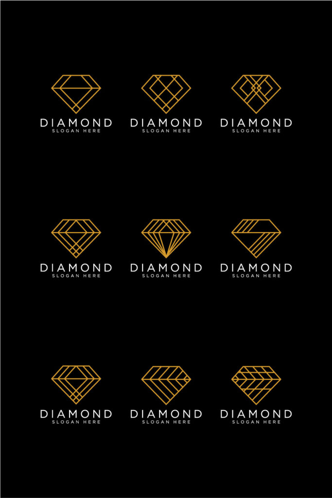 set of diamond shape geometric logo design vector | MasterBundles