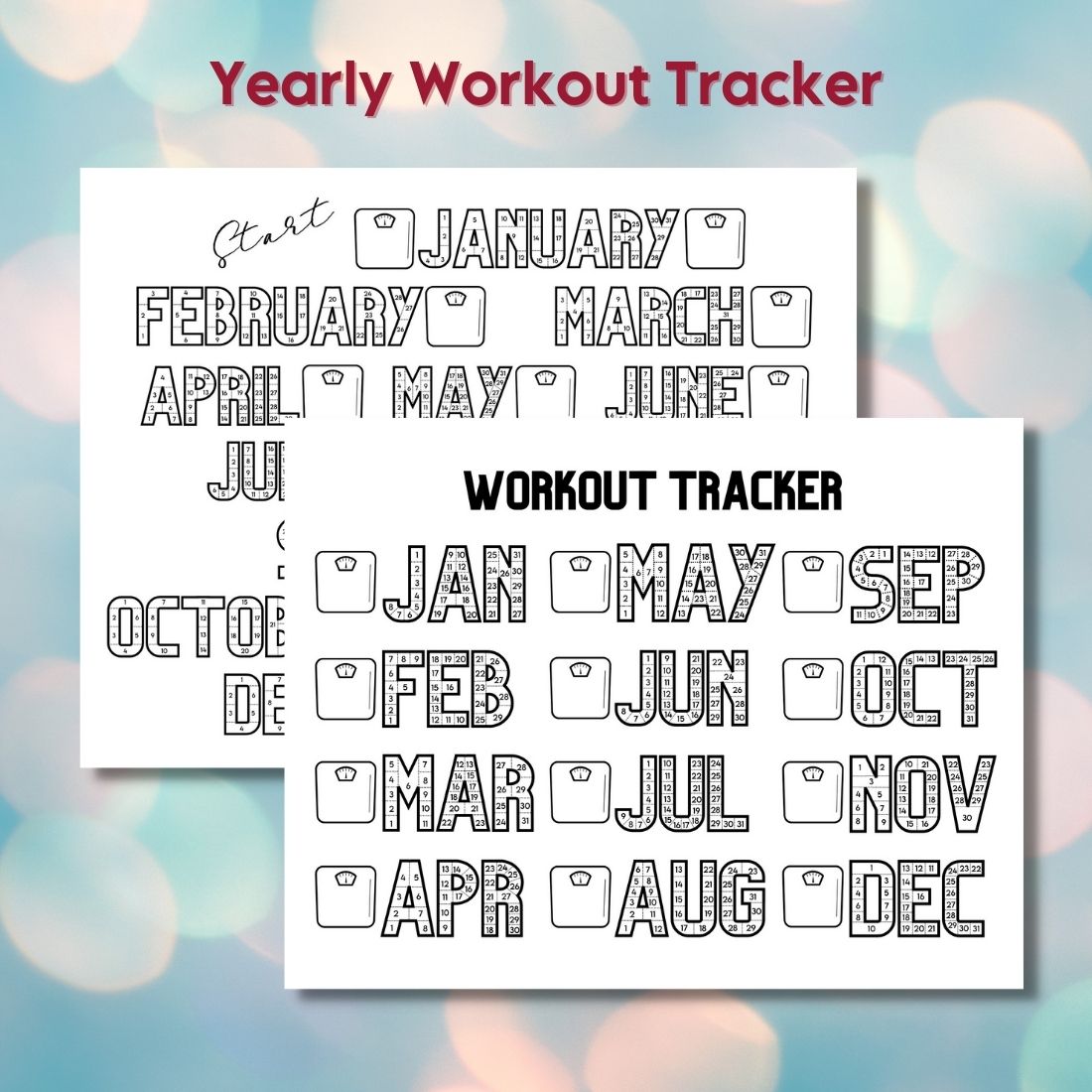 Monthly Workout Calendar Coloring Pages Printable - Infoupdate.org