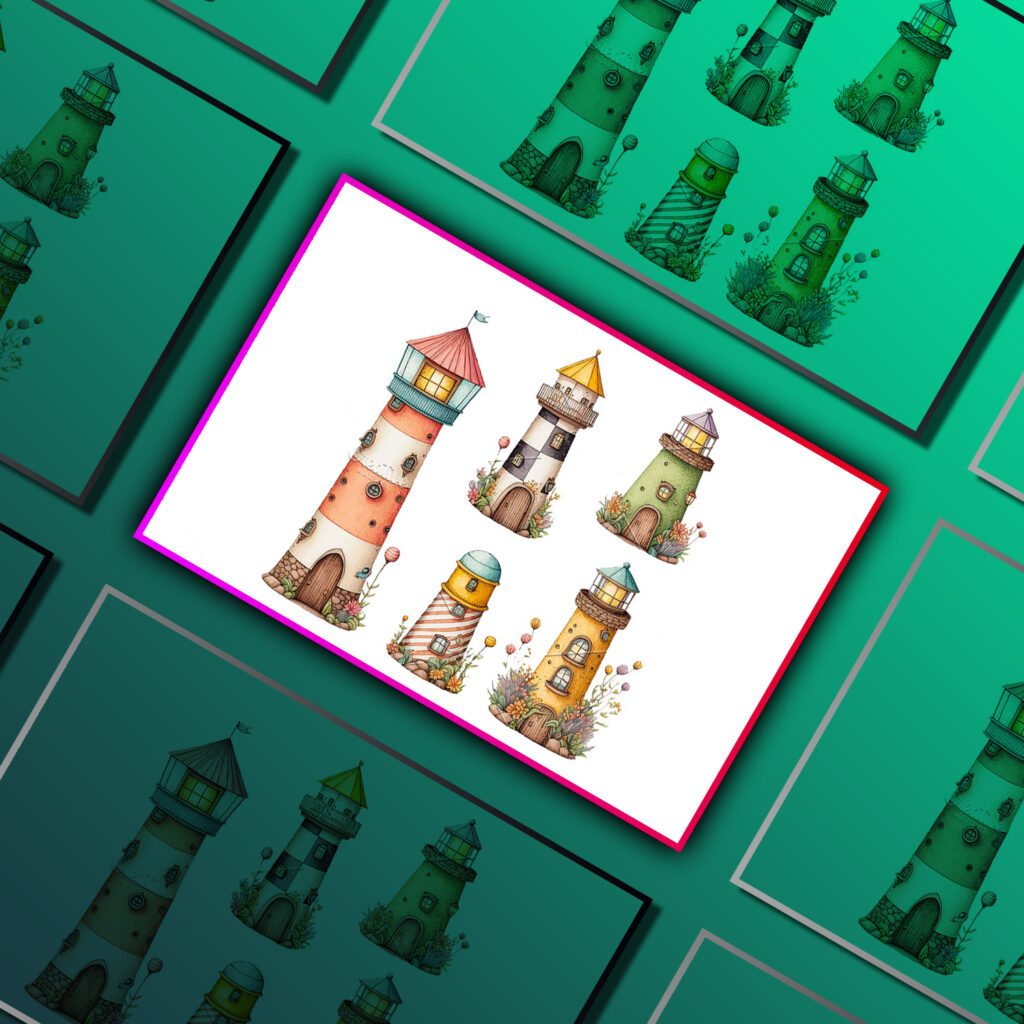 Colorful Watercolor Lighthouses Set – MasterBundles