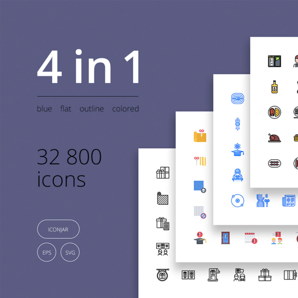 4in1 ICON SET - 32 800 icons, 4 styles - MasterBundles