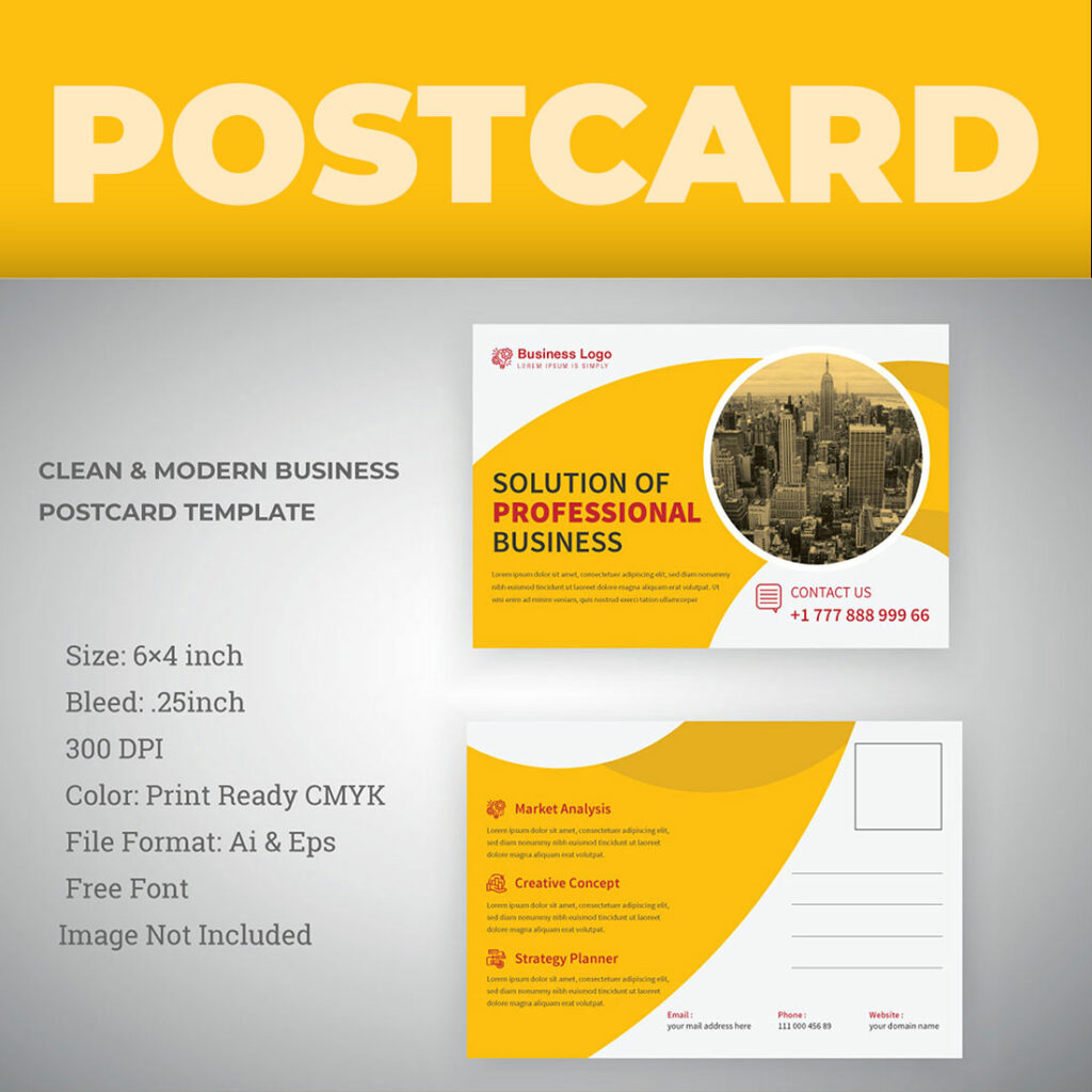 Minimal Industrial Postcard Template Design | MasterBundles