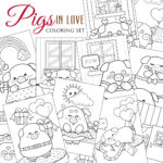 Pigs in Love Valentine Lovely Coloring Pages - MasterBundles
