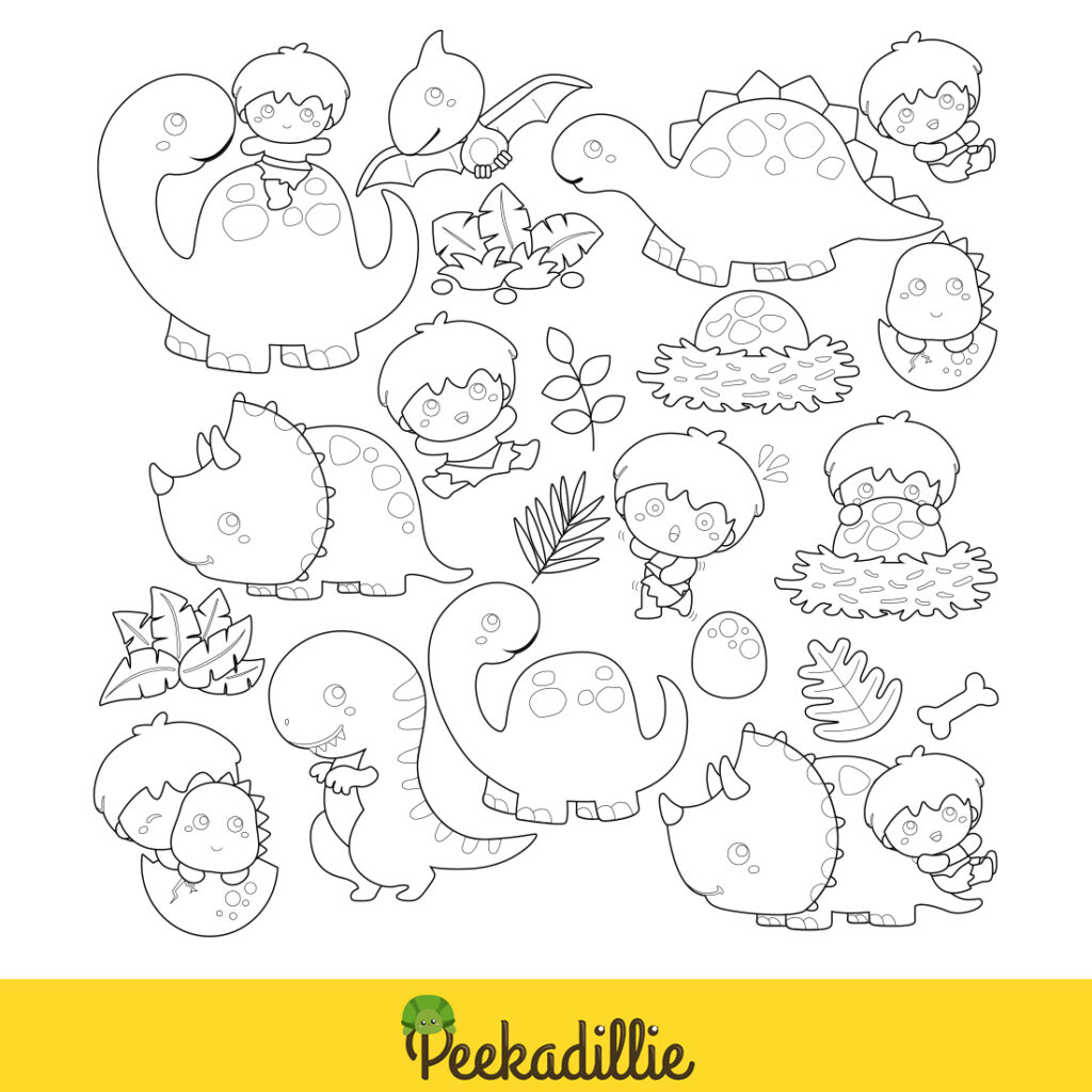 A Caveman and Dinosaur ancient age Digital Stamp - MasterBundles
