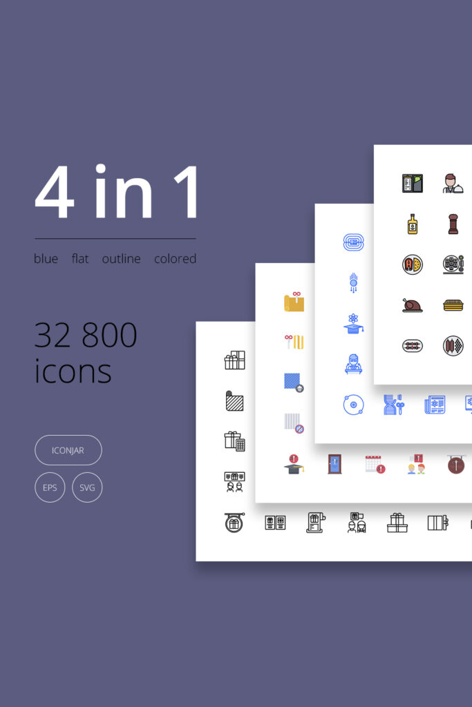 4in1 ICON SET - 32 800 icons, 4 styles - MasterBundles