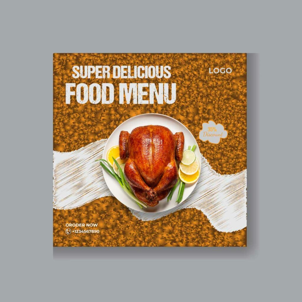 Delicous Food Social Media Post Template - MasterBundles
