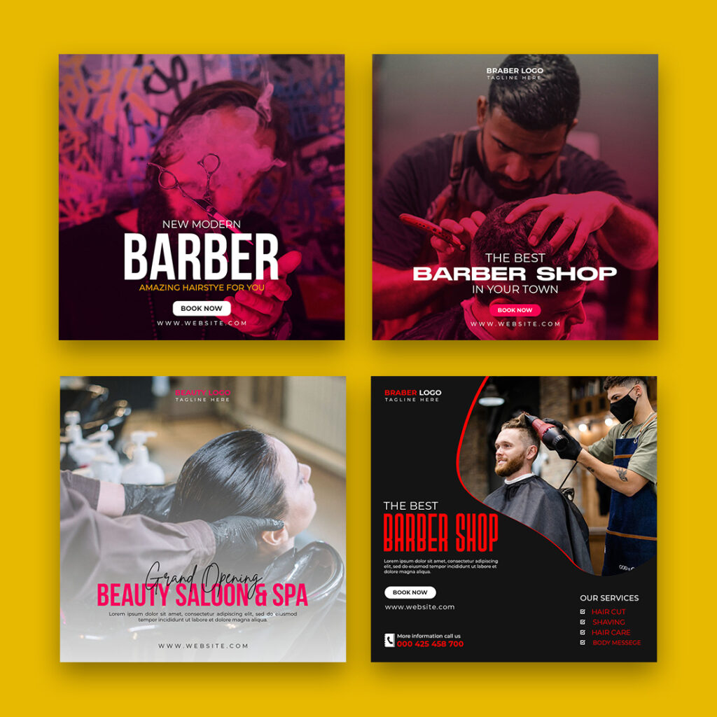 Barber Instagram Post & Facebook post Bundle - MasterBundles