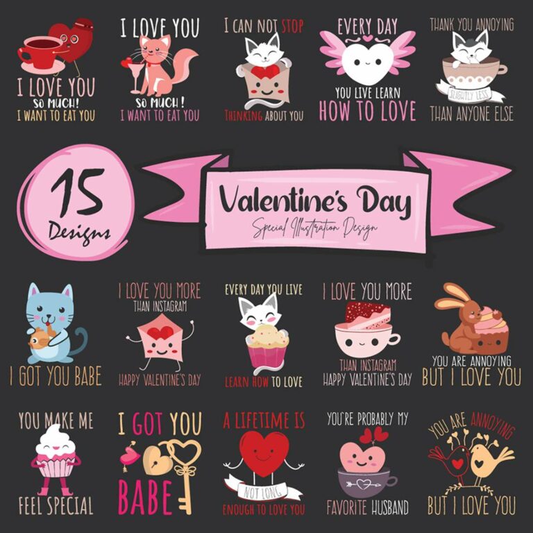 15 Valentines Day Special illustration Design Bundle - MasterBundles