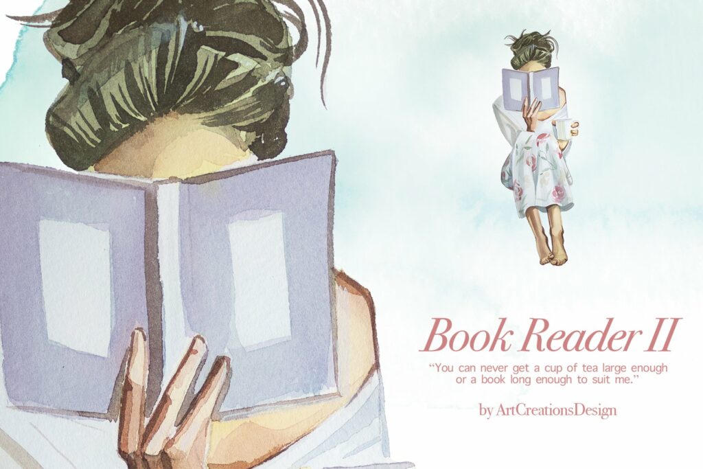 Watercolor Book Reader II Clipart – MasterBundles