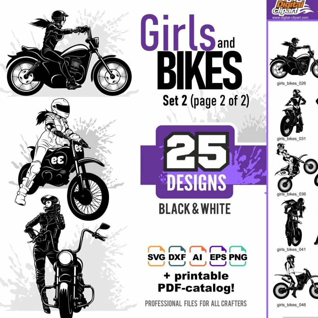 Girls and Bikes - Set 2 - 25 Designs – MasterBundles