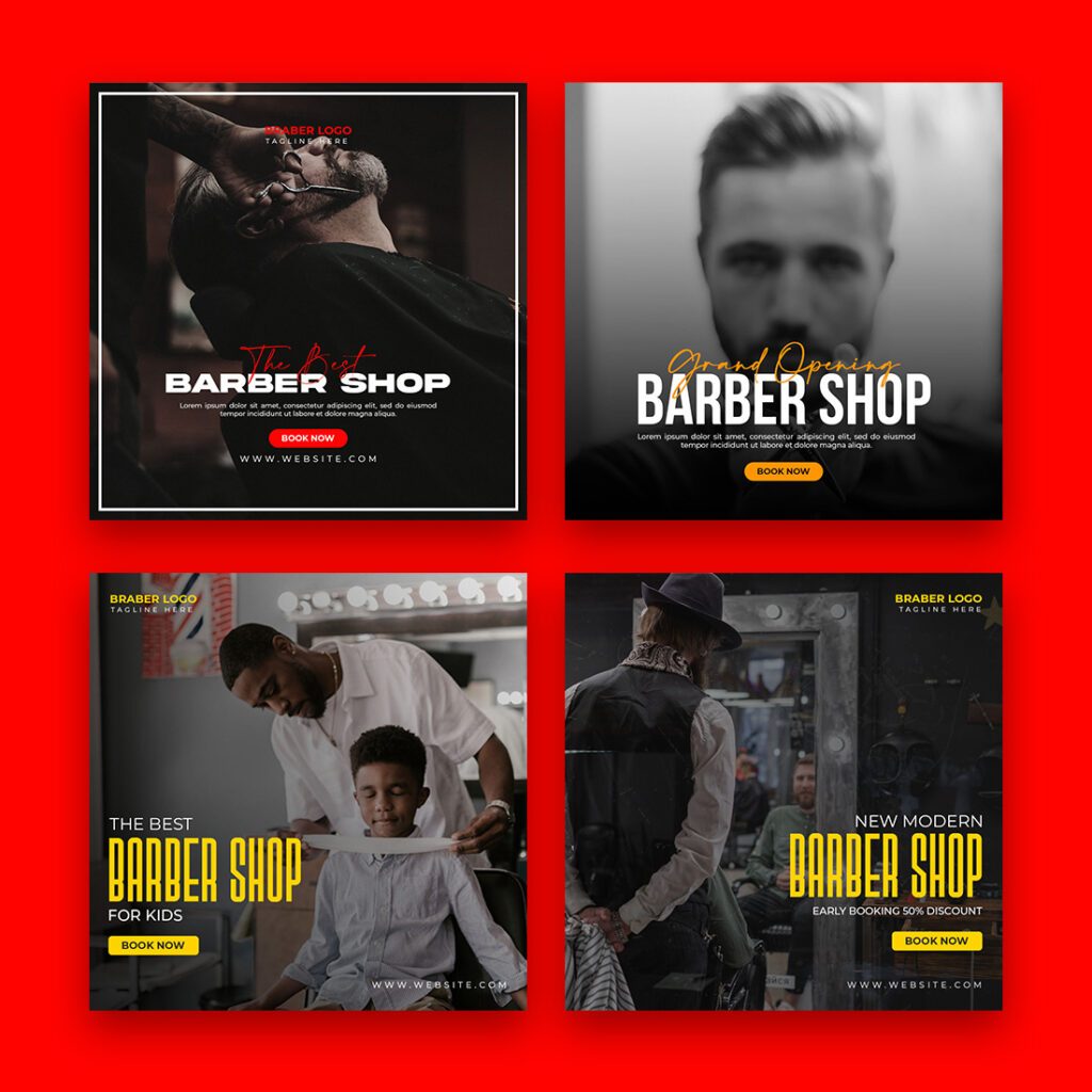Barber Instagram Post and Facebook post Bundle - MasterBundles