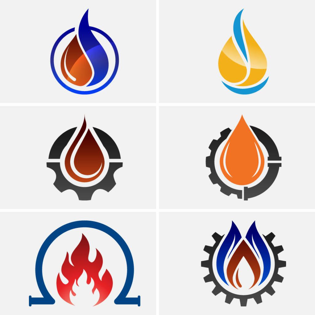 Flame Logo Design. Fire Icon, Oil and Gas Industry Sign - MasterBundles