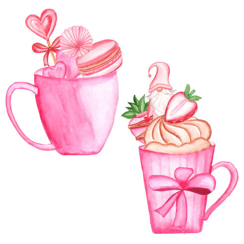 Watercolor Valentine Coffee Cup Clipart Set - MasterBundles