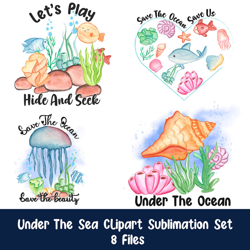 Watercolor Under The Sea Clipart Set, Under The Sea - MasterBundles