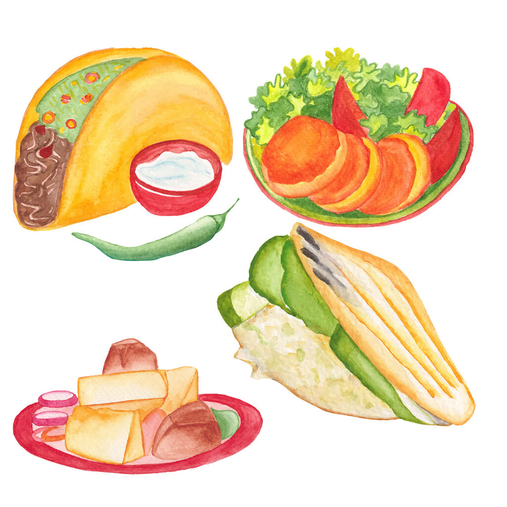 Watercolor Latin American Food Clipart - MasterBundles