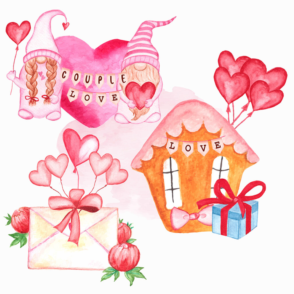 Watercolor Valentines Day Clipart Set - MasterBundles