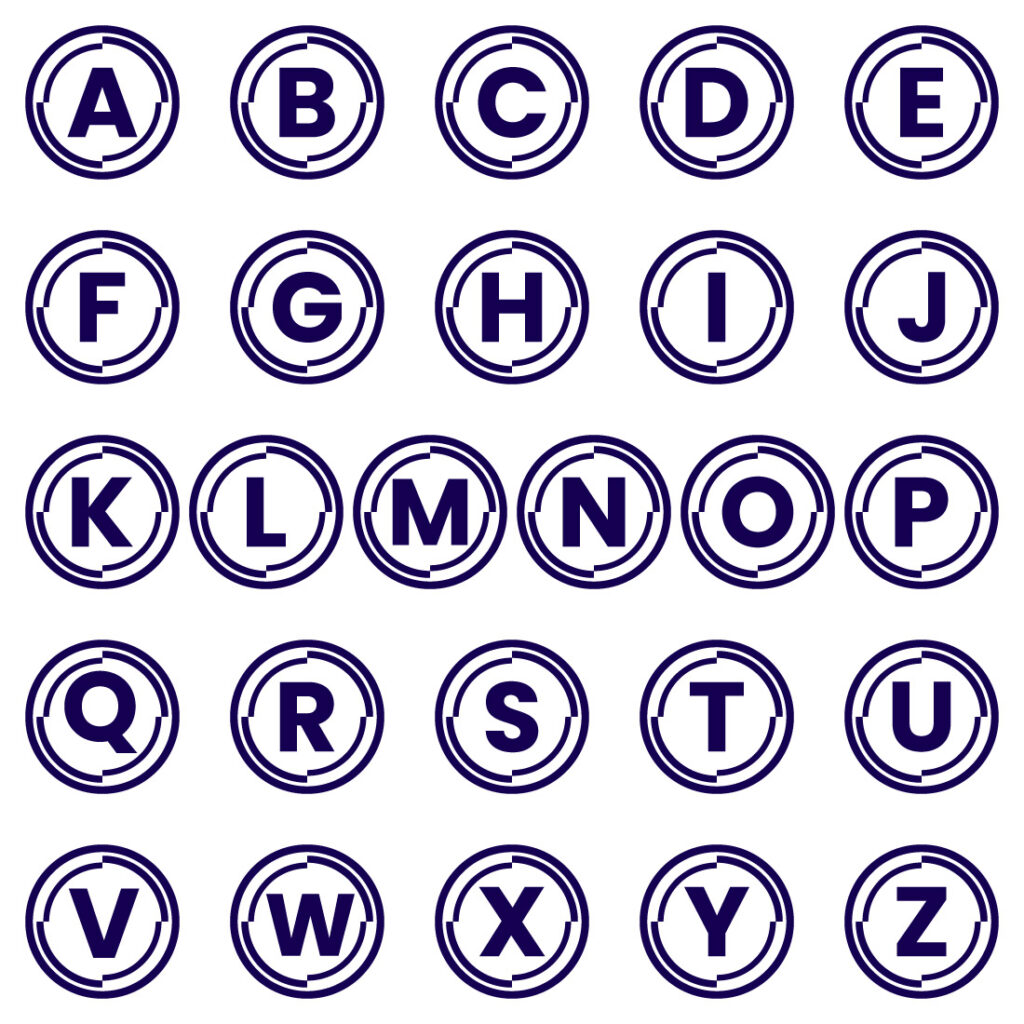 Letter with a circle frame. Golden color alphabet symbol for corporate ...