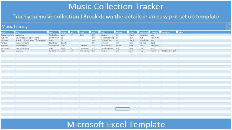 Music Collection Tracker | Library for Vinyl, Tape, CD - MasterBundles
