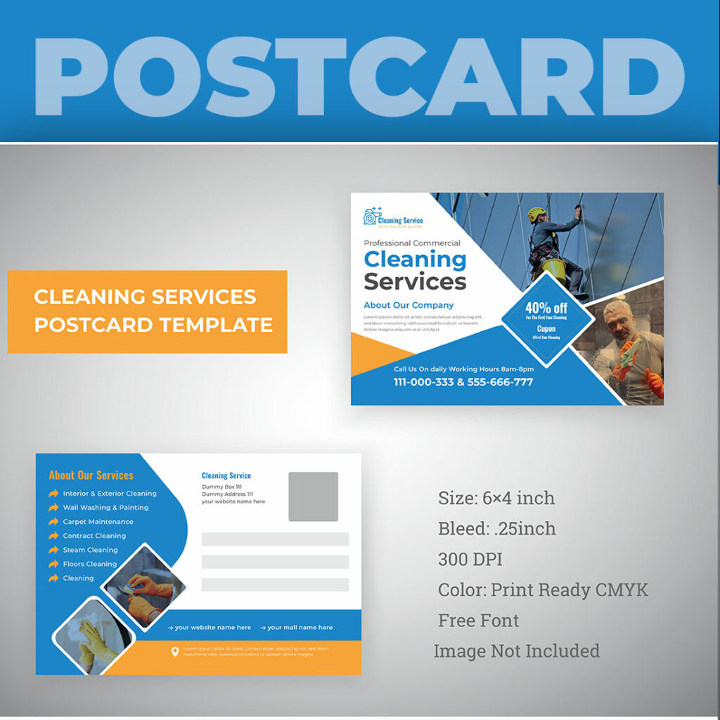 Cleaning Service Marketing Material Design - Postcard | MasterBundles