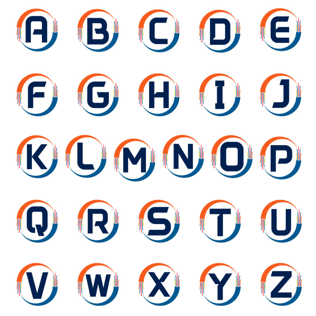 Initial A-Z Monogram Letter Alphabet with Electric Wire | MasterBundles