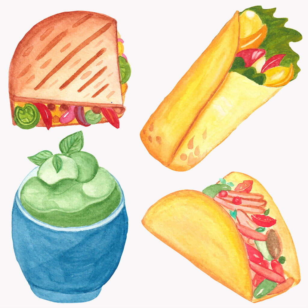 Watercolor Mexican Food Clipart Set - MasterBundles