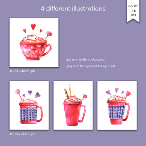 Watercolor coffee cups. Hand drawn illustrations | MasterBundles