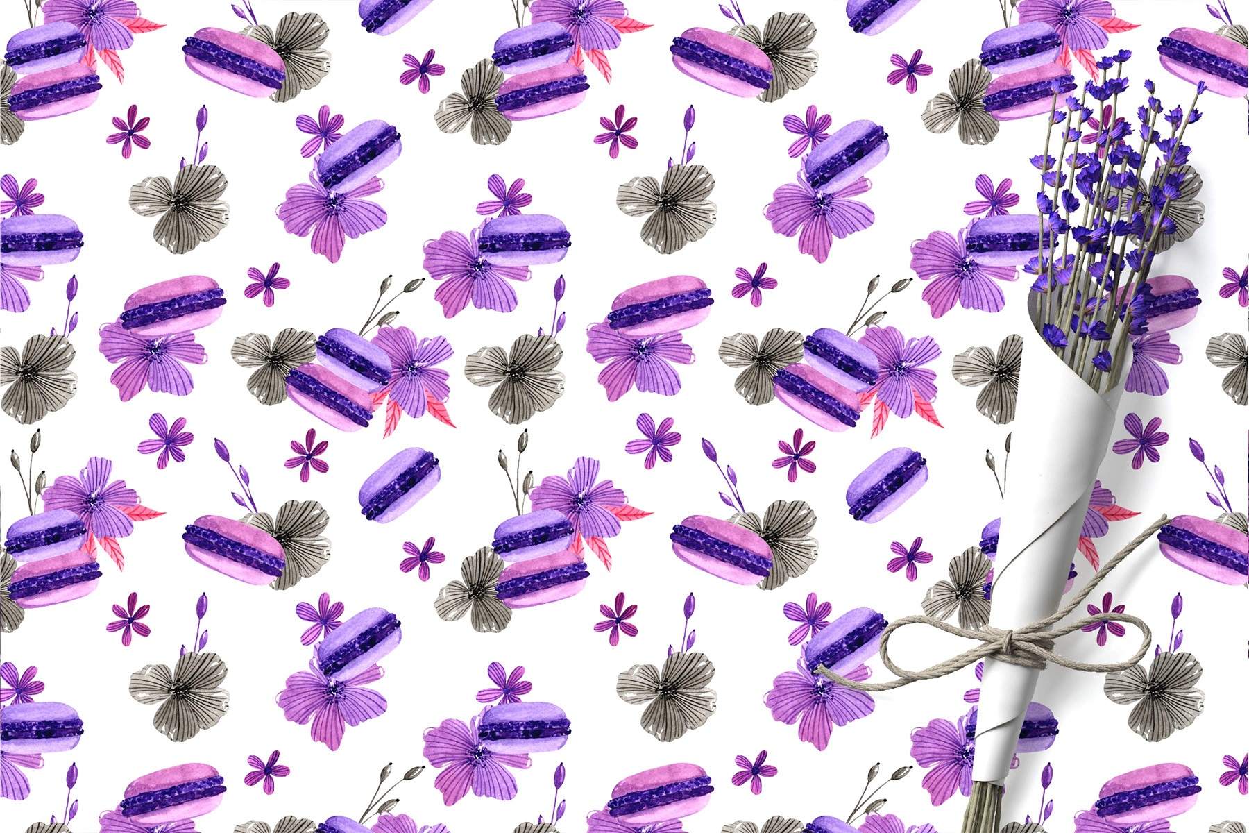 Purple Cottage Lavender Digital Papers | MasterBundles