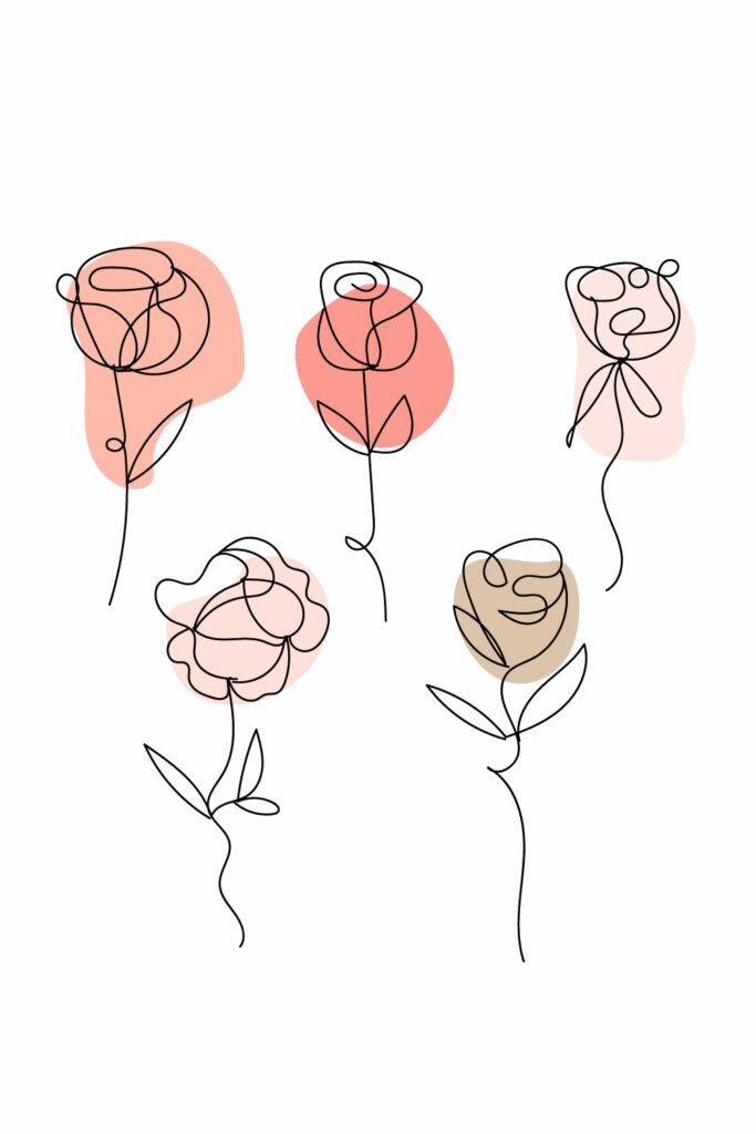 Rose Liner Art - MasterBundles