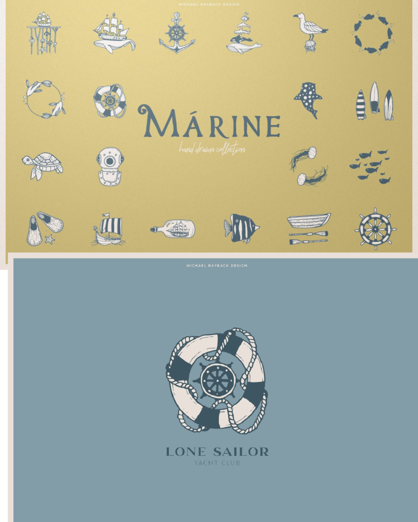 200 Hand Drawn Elements -Marine- – MasterBundles