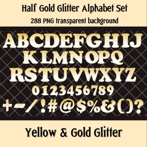 Half Gold Glitter Alphabet Set - 288 PNG - MasterBundles