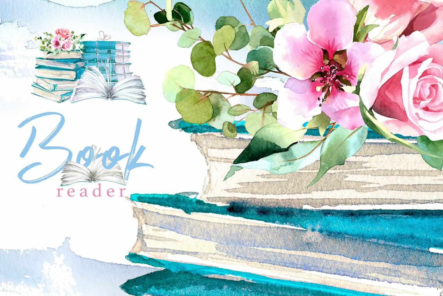 Watercolor Book Reader Clipart Set – MasterBundles