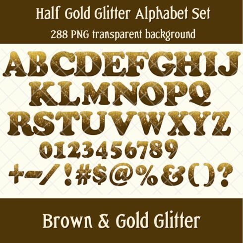 Half Gold Glitter Alphabet Set - 288 PNG - MasterBundles