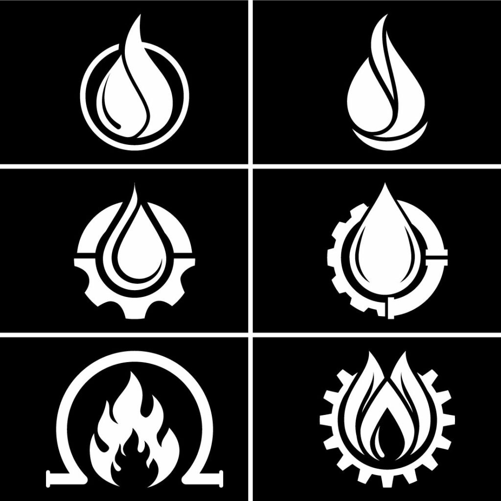 Flame Logo Design. Fire Icon, Oil and Gas Industry Sign - MasterBundles
