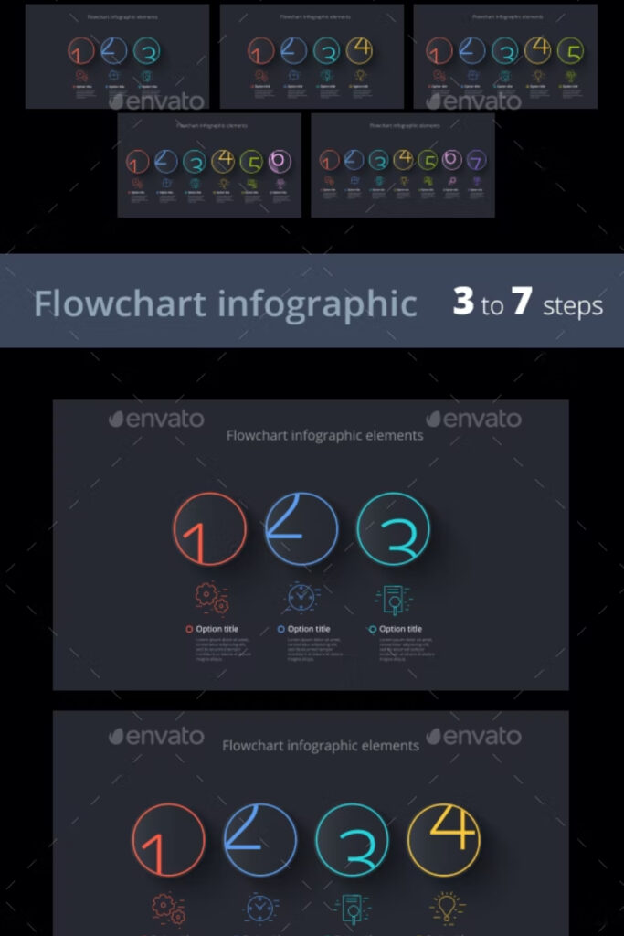3-7 Step Dark Infographics – MasterBundles