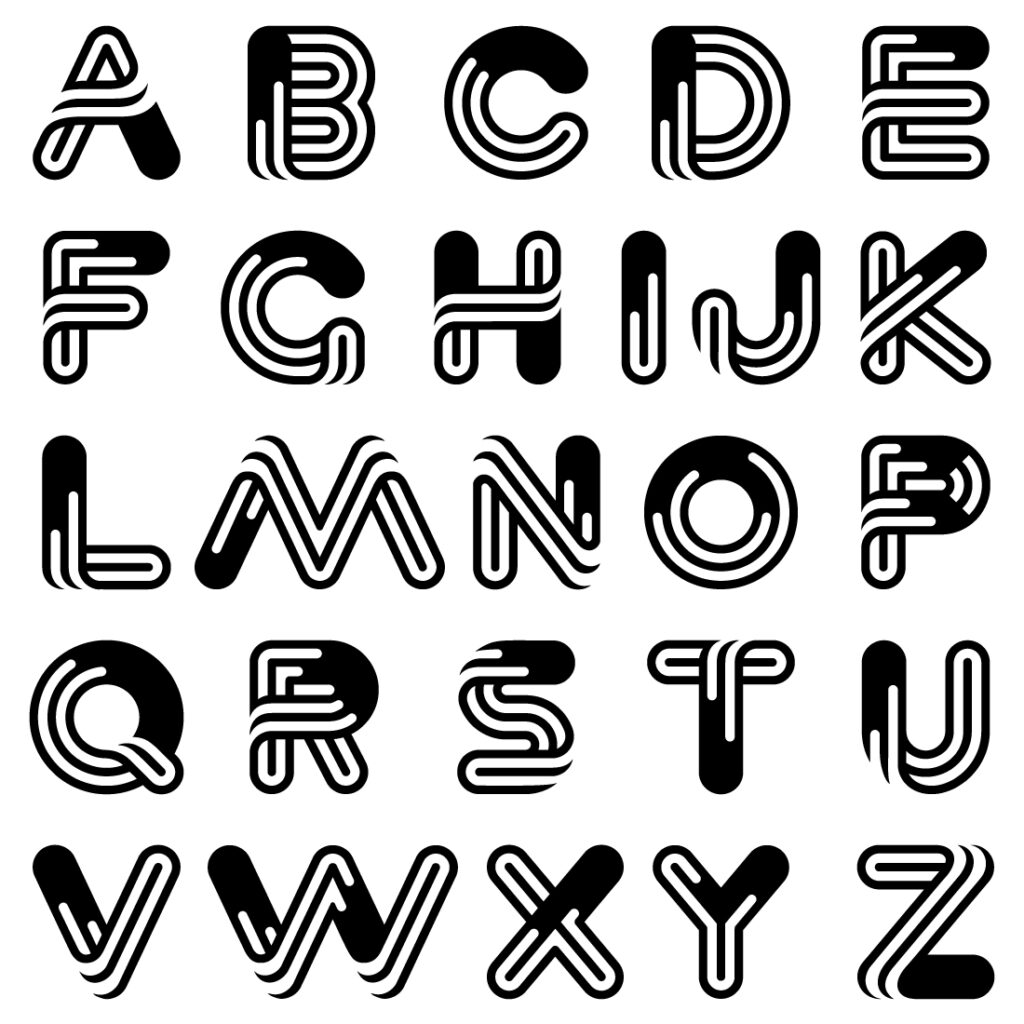 Luxury golden color line letters A-Z, Graphic Alphabet Symbol for ...