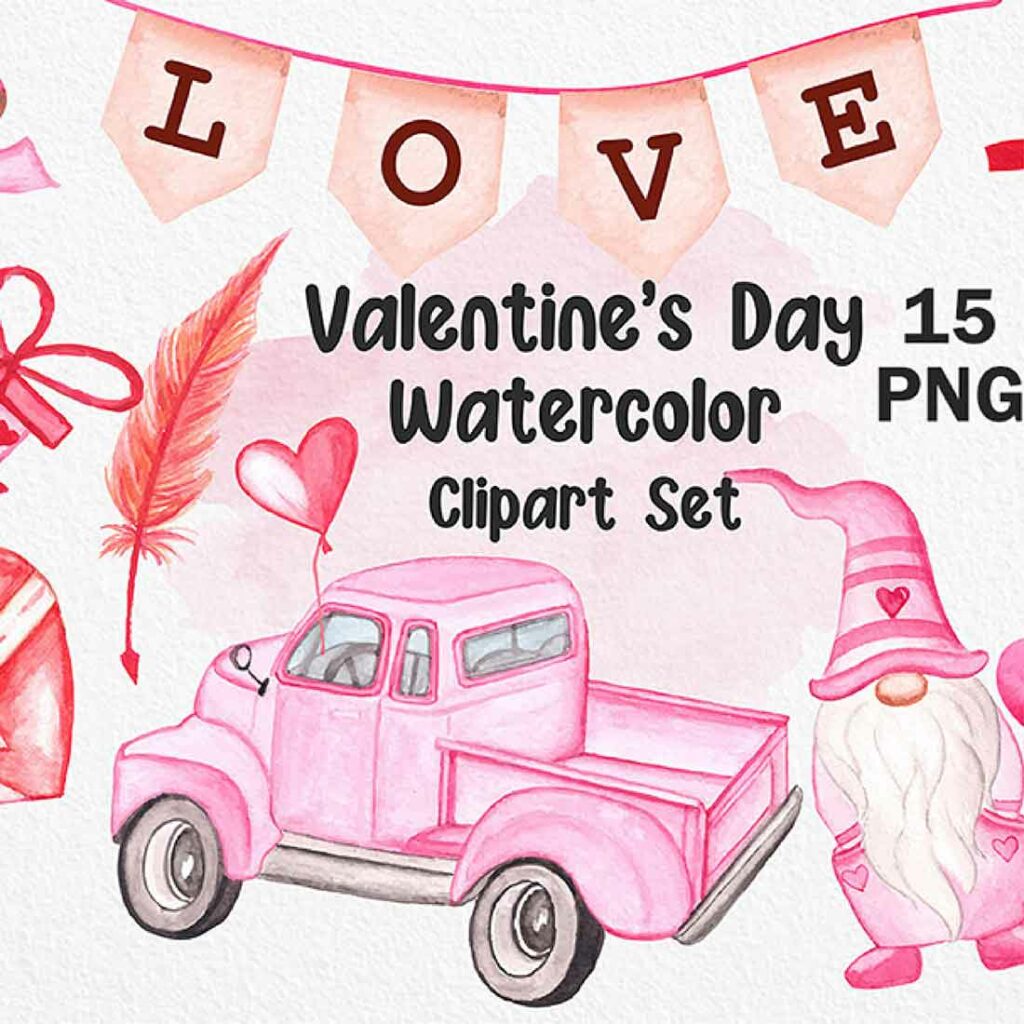 Valentines Day Watercolor Clipart Set - MasterBundles