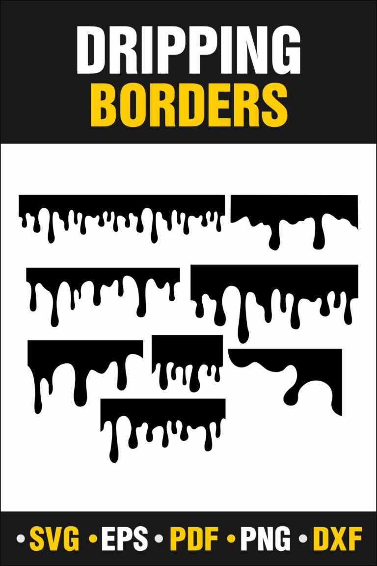 Dripping Borders PDF, PNG, DXF, EPS - Only $2 - MasterBundles